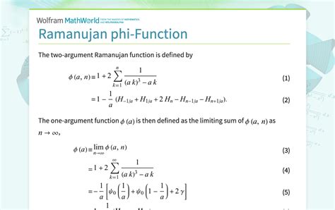Ramanujan Phi Function From Wolfram Mathworld