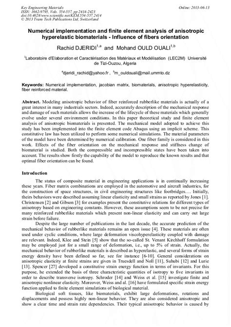 Numerical Implementation And Finite Element Analysis Of Anisotropic