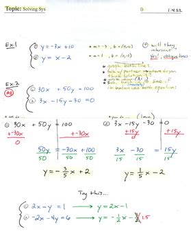 Solving Systems Of Linear Equations By Graphing W Guided Notes By Mister Fox