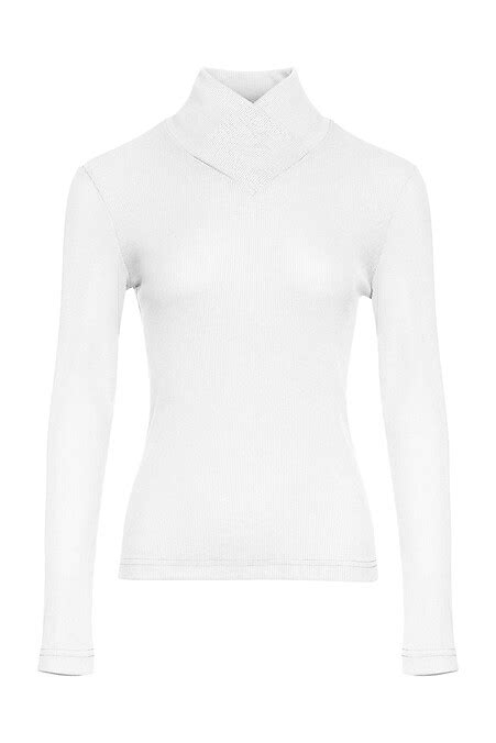 Трикотажна кофта в рубчик Djan з коміром білого кольору Garne 3042074 купити за ціною 599 грн в