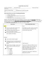 Guided Observation Form Teacher Reflection And Notes Course Hero