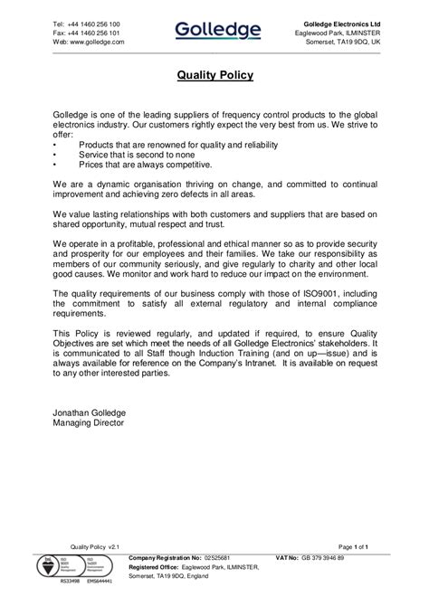 18 Quality Policy Examples To Download