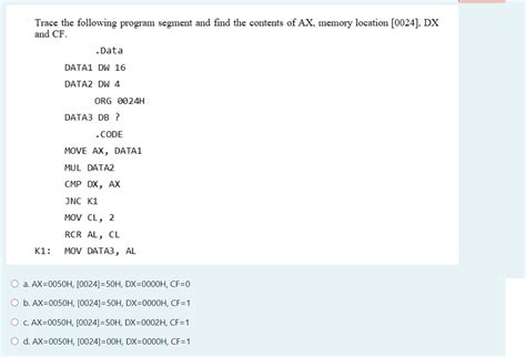 Solved Trace The Following Program Segment And Find The