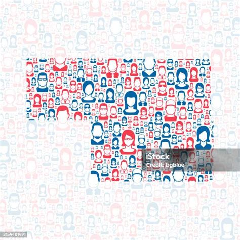 Montcalm County Michigan Map With Blue And Red People Stock