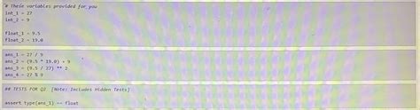 solved these variables provided for you ﻿int1 27