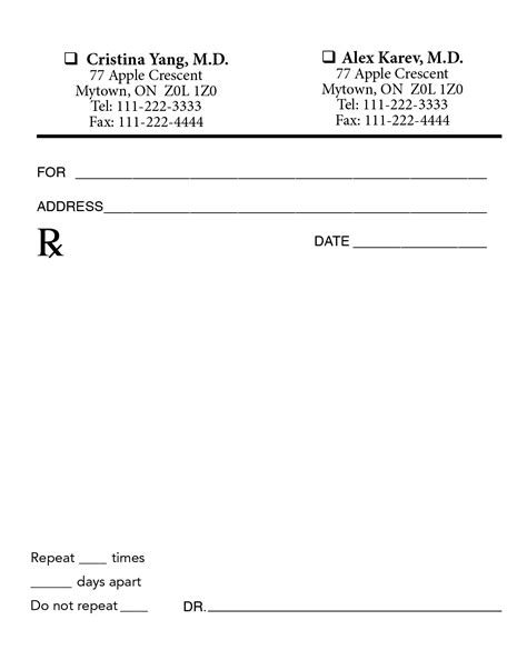 Prescription Form Template Free Sample Example And Format Template