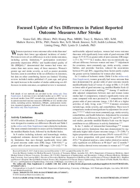 Pdf Focused Update Of Sex Differences In Patient Reported Outcome
