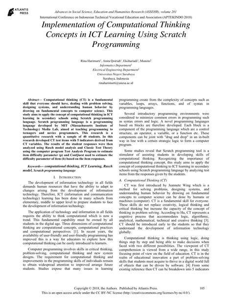 Pdf Implementation Of Computational Thinking Concepts In Ict Learning