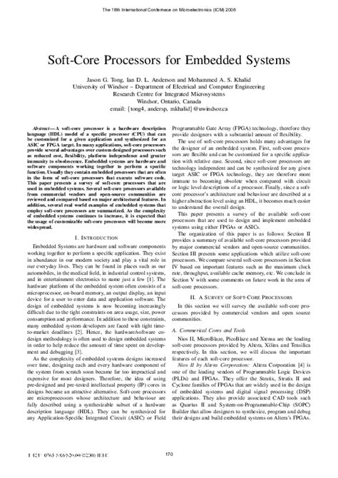 Pdf Soft Core Processors For Embedded Systems