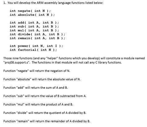 Solved You Will Develop The ARM Assembly Language Chegg