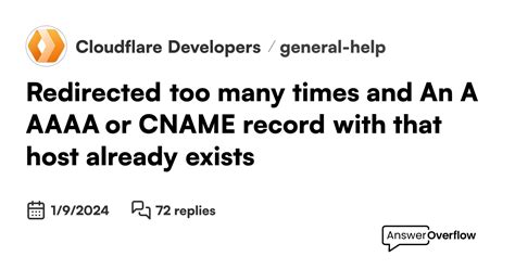 redirected too many times and an a aaaa or cname record with that