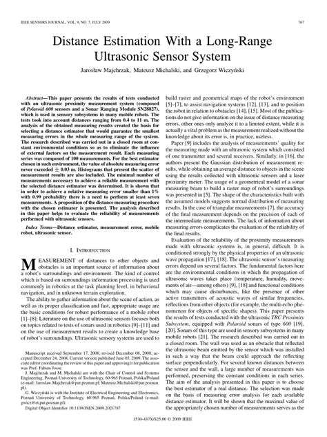 Pdf Distance Estimation With A Long Range Ultrasonic Sensor System
