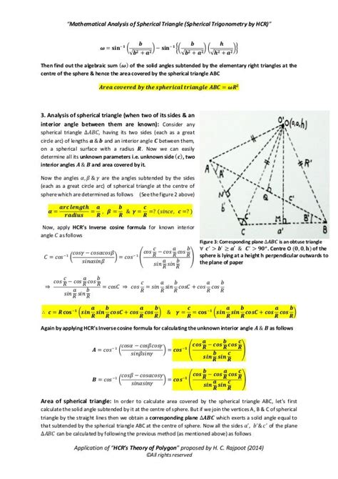 Mathematical Analysis Of Spherical Triangle Spherical Trigonometry B