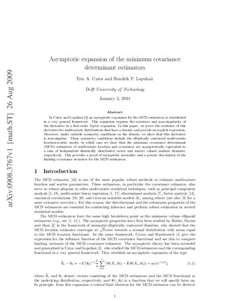 pdf asymptotic expansion of the minimum covariance determinant