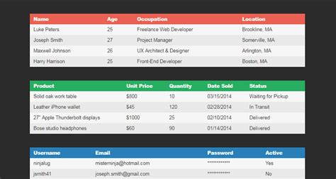 15 Css Tables Free Html Design