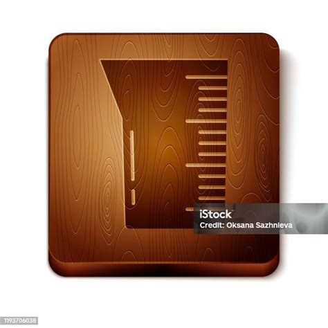 갈색 실험실 유리 제품 또는 흰색 배경에 격리 된 비커 아이콘 나무 사각형 버튼입니다 벡터 일러스트레이션 건강관리와 의술에 대한 스톡 벡터 아트 및 기타 이미지 Istock