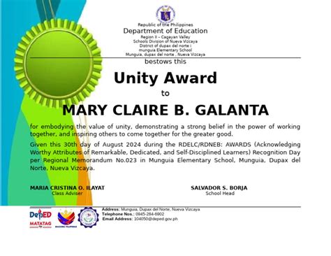 Unity Award Certificate Edited Pdf