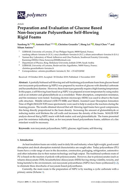 Pdf Preparation And Evaluation Of Glucose Based Non Isocyanate