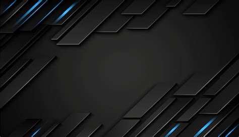 Dark Blue Abstract Geometric Shapes With Glowing Blue Lines Background