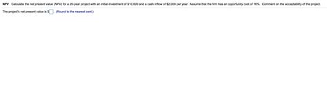 Solved NPV Calculate The Net Present Value NPV For A Chegg