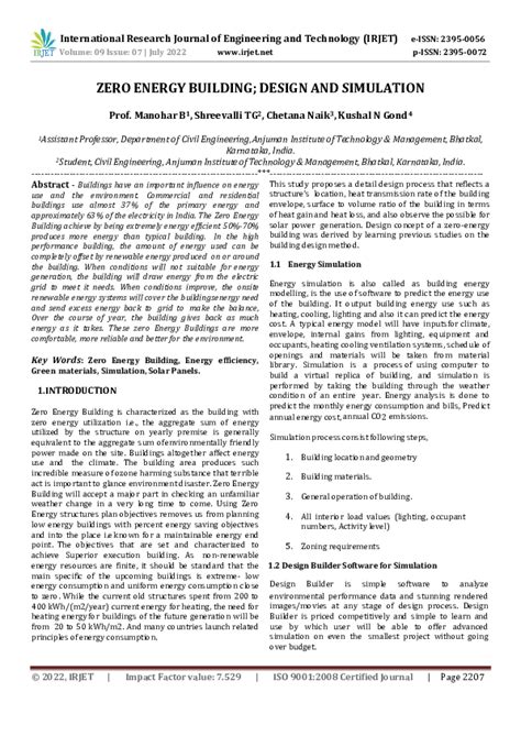Pdf Zero Energy Building Design And Simulation