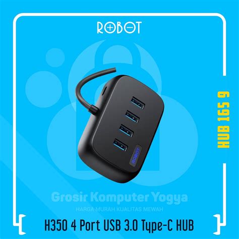 Jual Robot H350 4 Port USB 3 0 Type C Power Supply USB Type C HUB Shopee Indonesia
