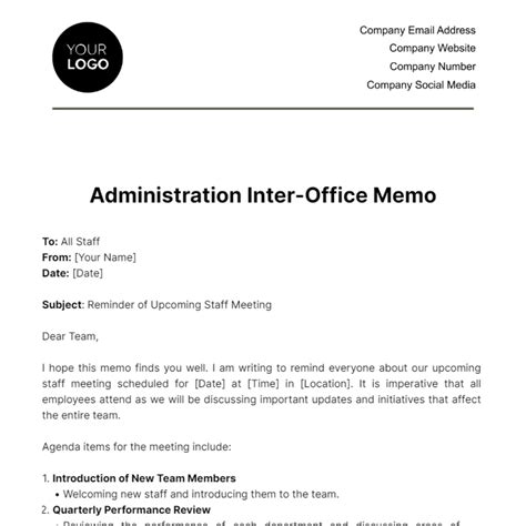 Administration Interoffice Memo Template Edit Online And Download Example