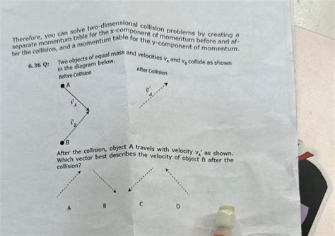 Solved Therefore You Can Solve Two Dimensional Collision