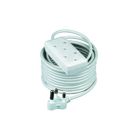 20m White Extension Cord 16a Side By Side Plug Moxical