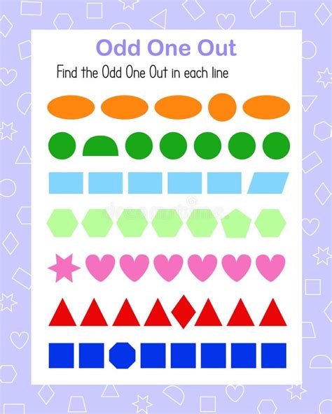 Odd One Out Find And Circle Different Geometry Shape In Line Vector