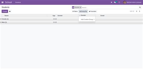 how to configure search view and filters and group by in odoo 15