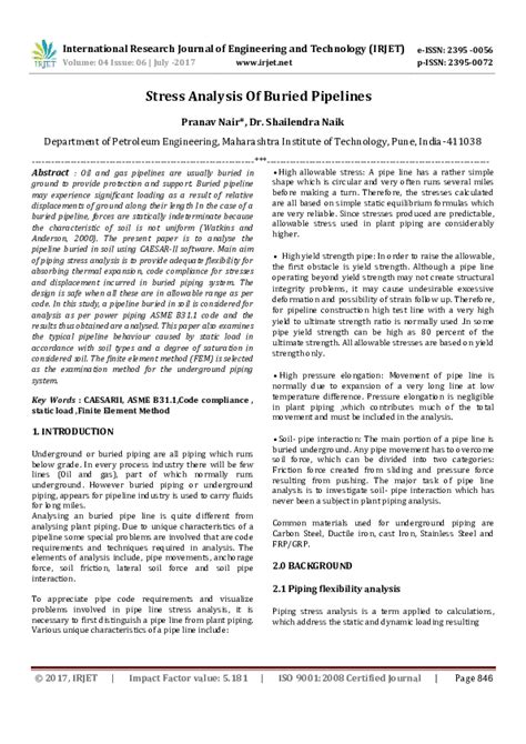 Pdf Stress Analysis Of Buried Pipelines
