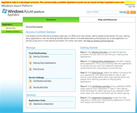 oakleaf systems creating a windows azure appfabric labs account