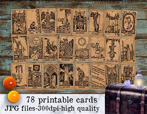 Tarot Cards Printable Tarot Deck Vintage Style Tarot Reading Tarot