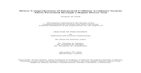 Pdf Driver Comprehension Of Integrated Collision Avoidance Driver Comprehension Of