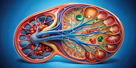 Detailed Anatomical Illustration Of A Cross Section Of A Human Organ Revealing Intricate