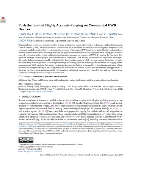 pdf push the limit of highly accurate ranging on commercial uwb devices