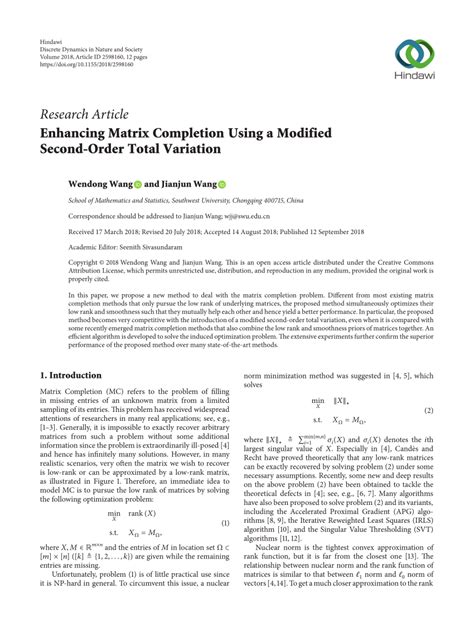 Pdf Enhancing Matrix Completion Using A Modified Second Order Total