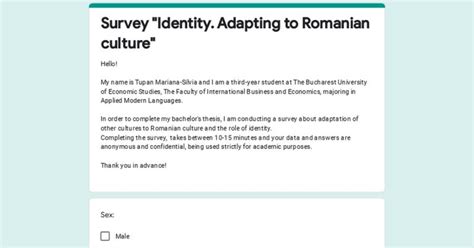 Survey Identity Adapting To Romanian Culture Dr Ing Danut Adrian Postovei