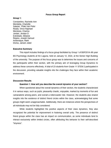 Fgd Written Report Pdf Communication Psychology