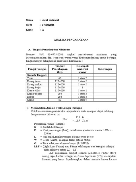 Analisis Pencahayaan Ruangan Pdf
