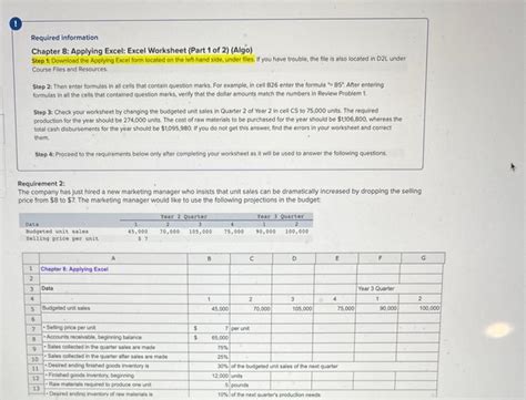 Solved Required information Chapter 8: Applying Excel: Excel | Chegg.com