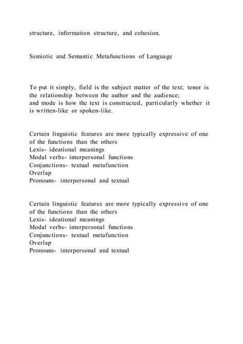 Systemic Functional Linguistics Systemic Functional Lin Docx