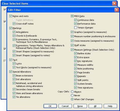 Edit Filter Clear Selected Items
