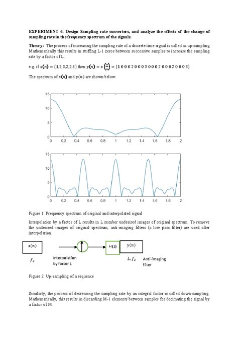 Dsp Lab Experiment 4 Dfbdfbd Experiment 4 Design Sampling Rate Converters And Analyze The