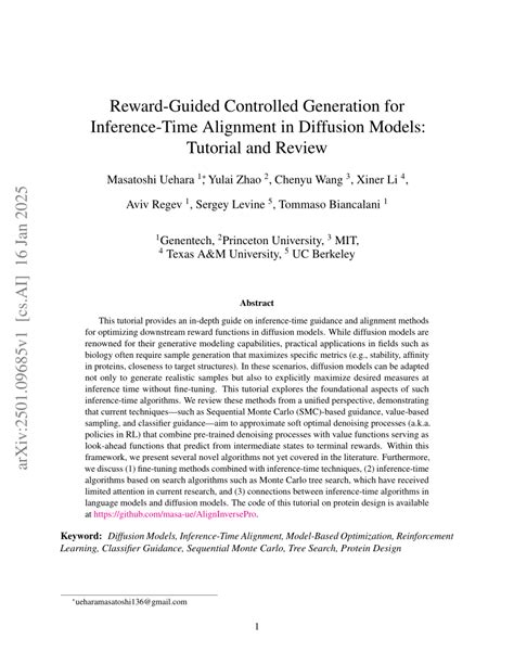 Pdf Reward Guided Controlled Generation For Inference Time Alignment In Diffusion Models