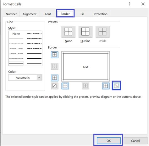 how to split a cell diagonally in excel tecadmin