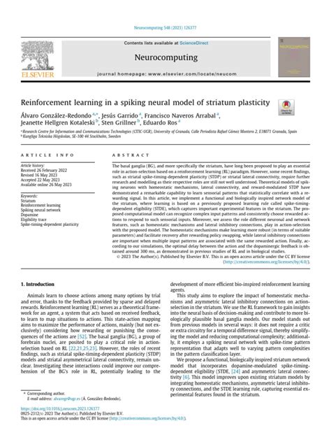 Reinforcement Learning In A Spiking Neural Model Of Striatu 2023