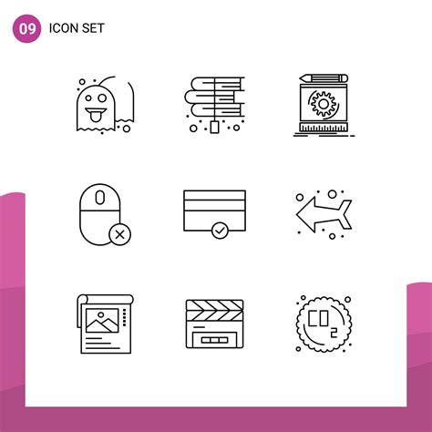 Group Of 9 Modern Outlines Set For Hardware Devices Laws Computers Prototype Editable Vector