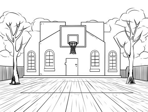 Basketball Court Half Clipart Diagram Printable Floor Diagrams Outline